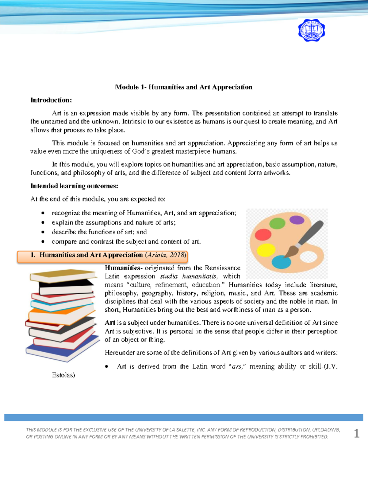 Module 1 Lecture Notes - THIS MODULE IS FOR THE EXCLUSIVE USE OF THE ...
