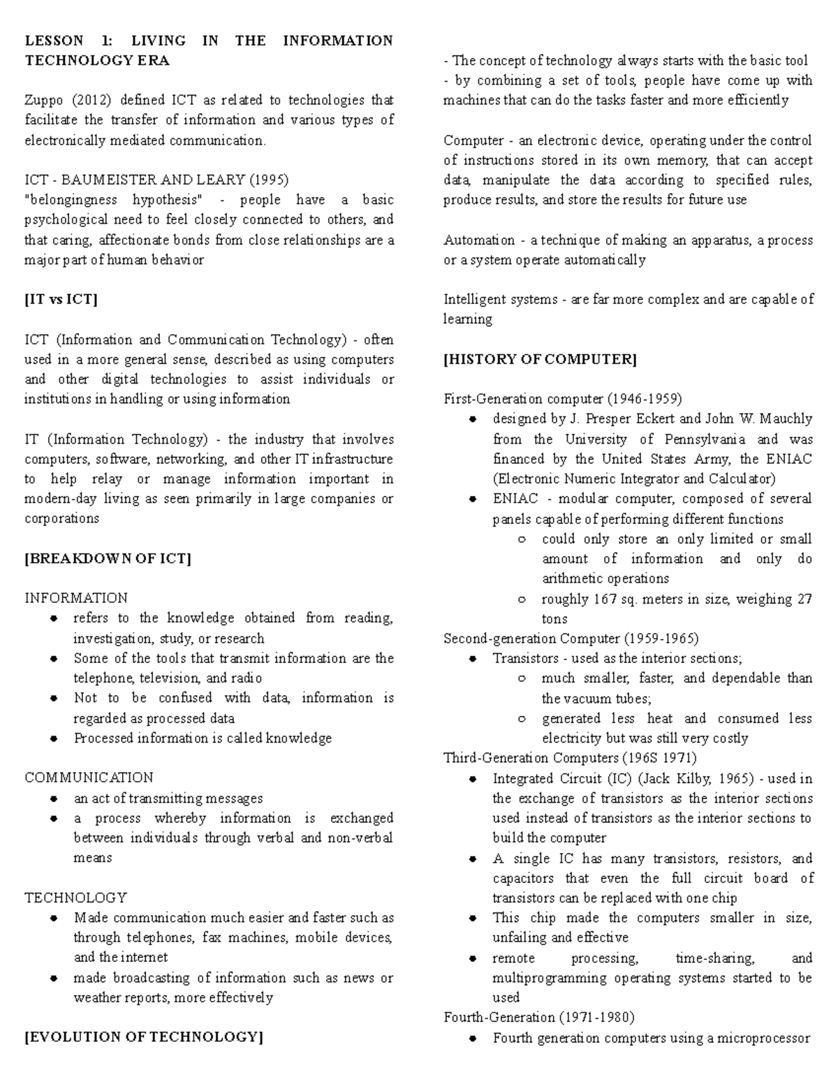 Living in the IT Era Lesson 1, 2, and 3 - LESSON 1: LIVING IN THE ...