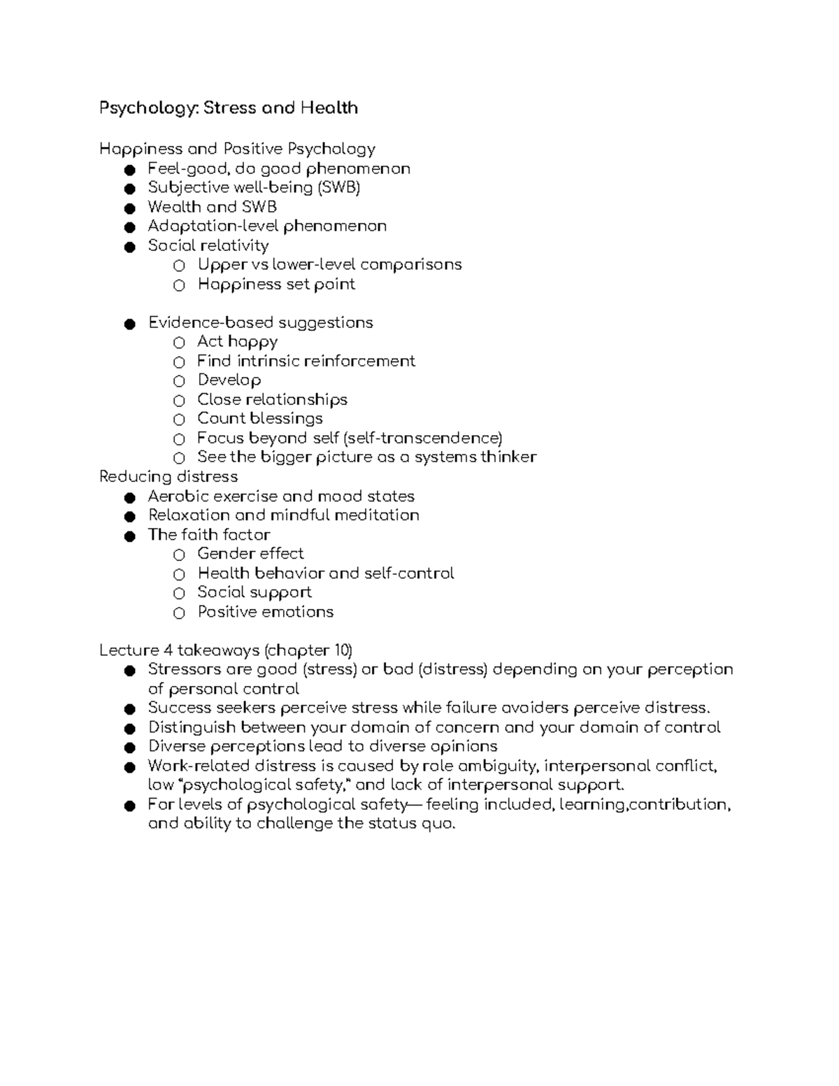 Psychology Stress and Health - Psychology: Stress and Health Happiness ...