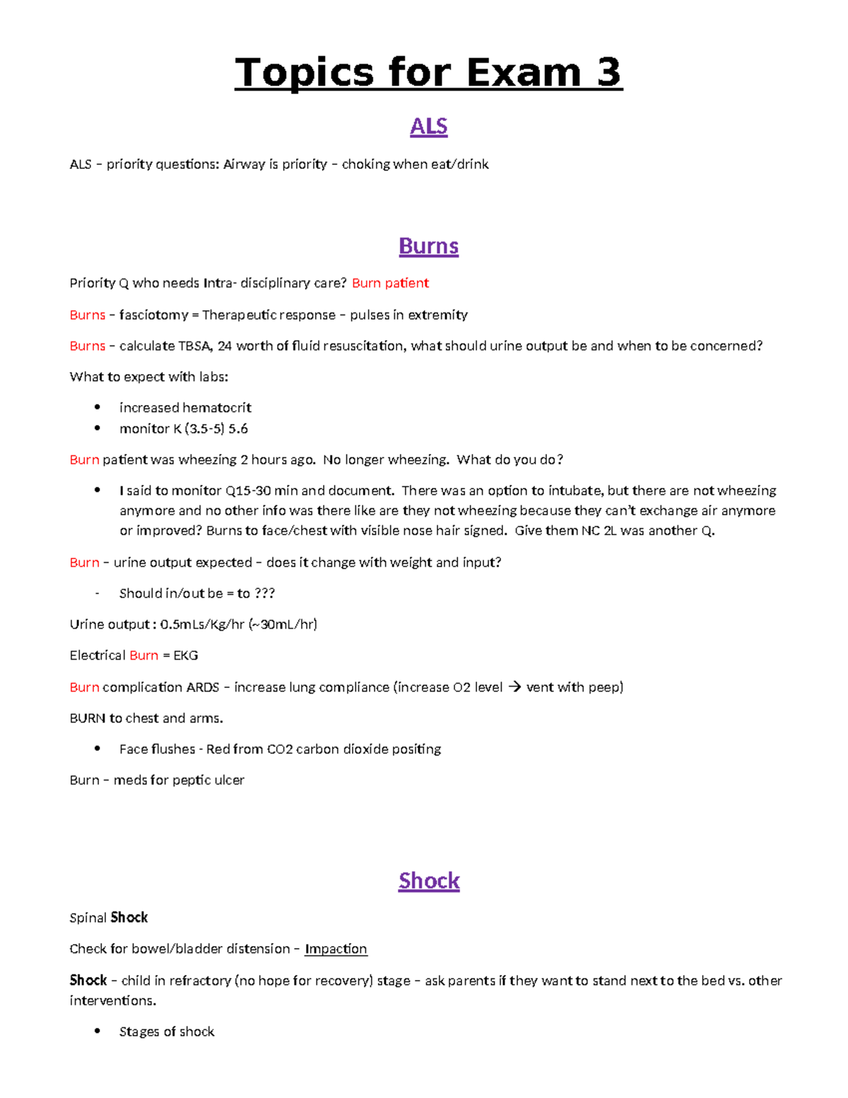 Topics for Exam 3 - The important bits for the exams. - Topics for Exam ...