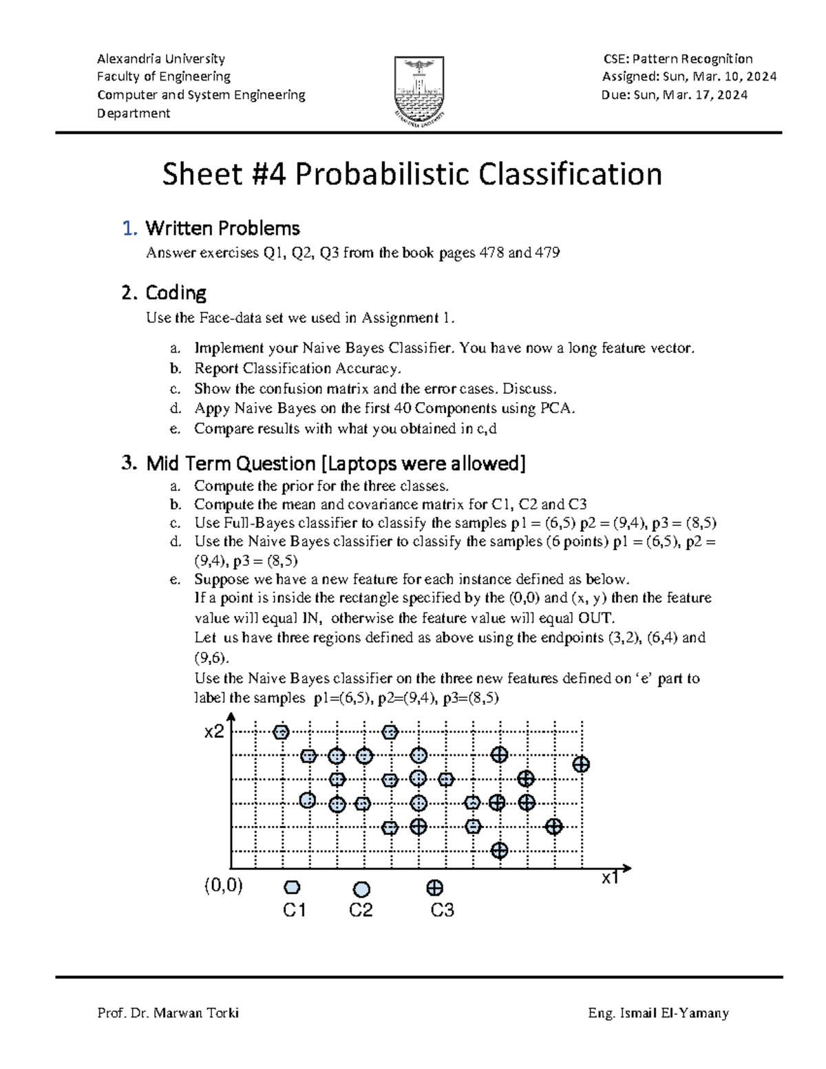 PR Sheet 4 Spring 2024 - help in PR subject - Prof. Dr. Marwan Torki ...