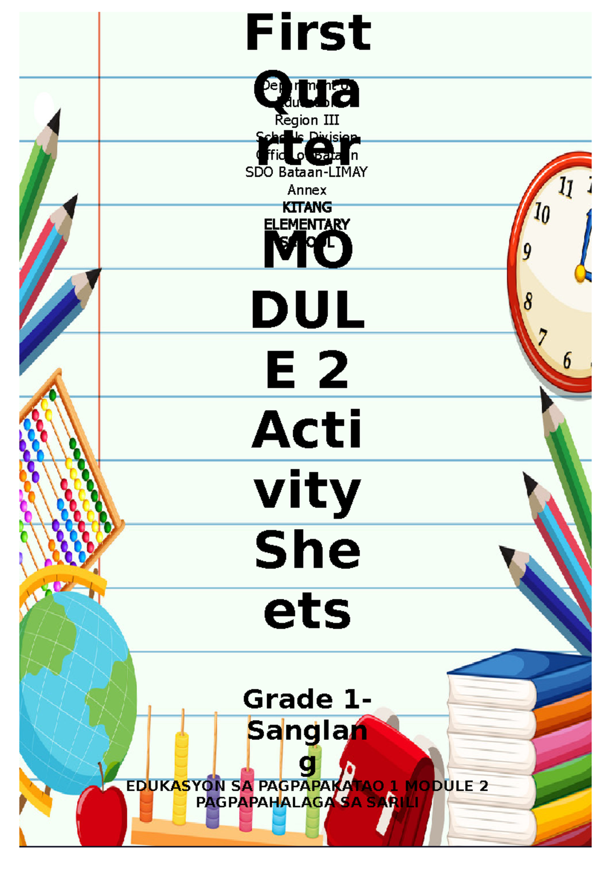 Modular Distance Learning Activity Sheets - EDUKASYON SA PAGPAPAKATAO 1 ...