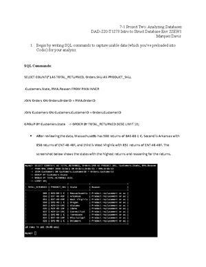 DAD 220 Module Three Major Activity Database MD - DAD 220 Module Three ...