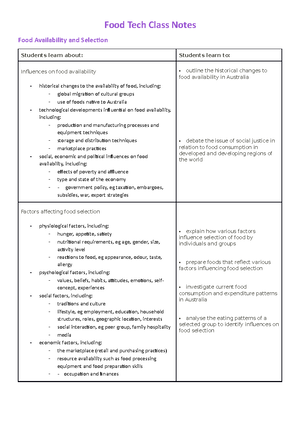 Yr 11 Food Technology - Food quality - Yr 11 Food Technology: Food ...