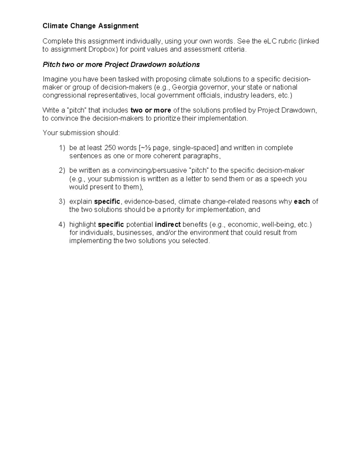 Climate Change Assignment - Climate Change Assignment Complete this ...