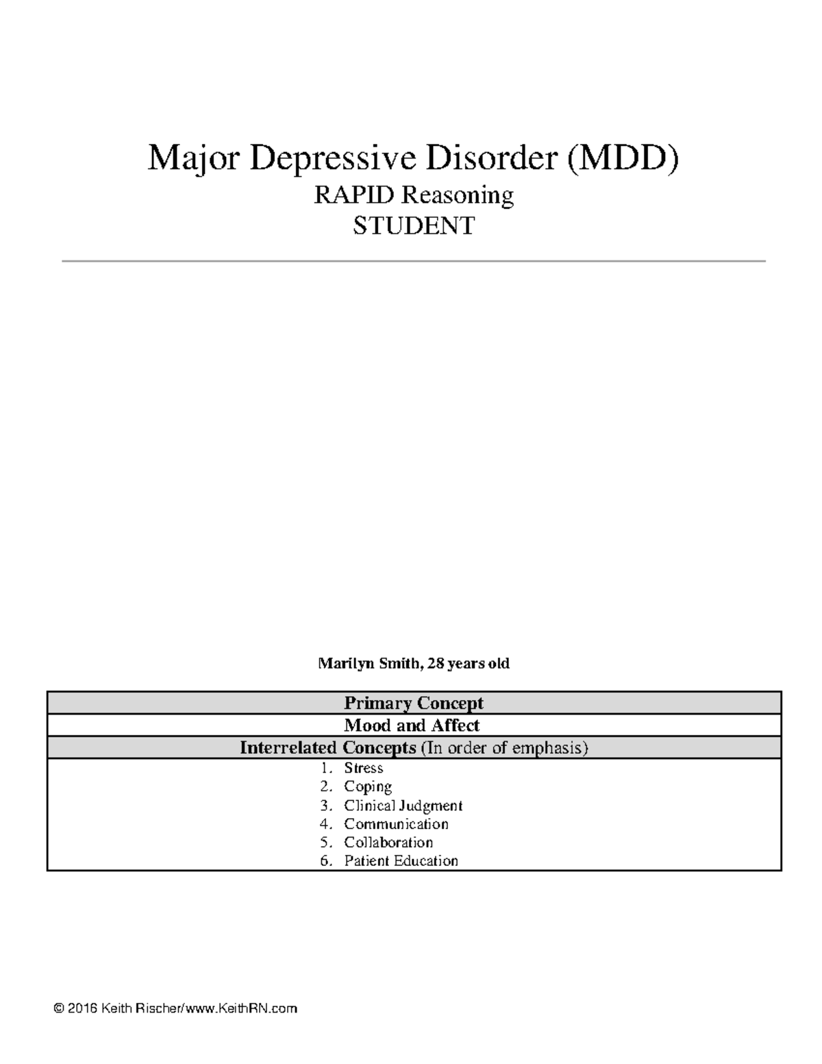 Depression case study - Major Depressive Disorder (MDD) RAPID Reasoning ...