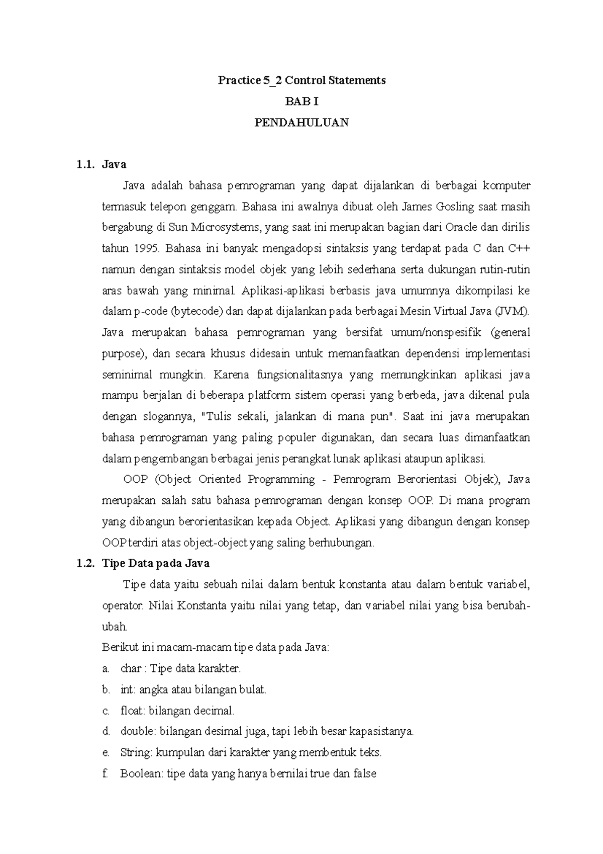 Practice 5 2 Control Statements - Practice 5_2 Control Statements BAB I ...