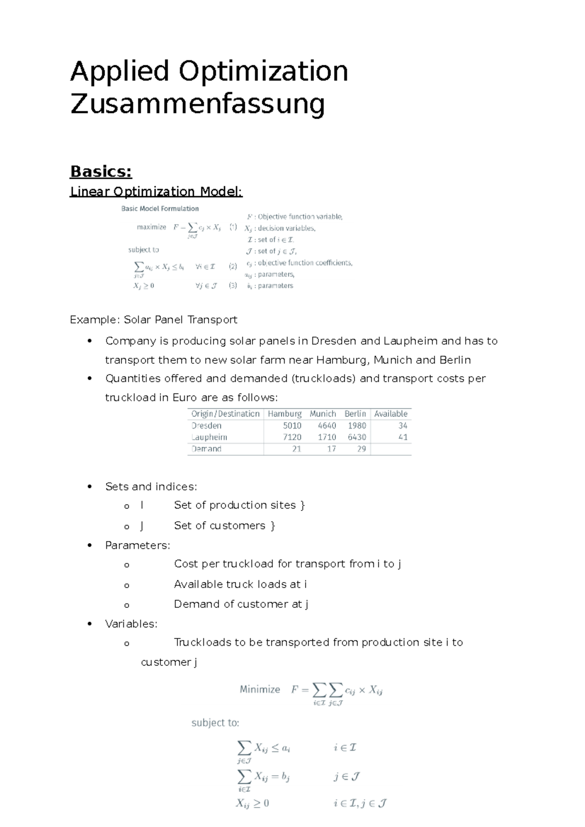 Applied Optimization Zusammenfassung - Applied Optimization ...