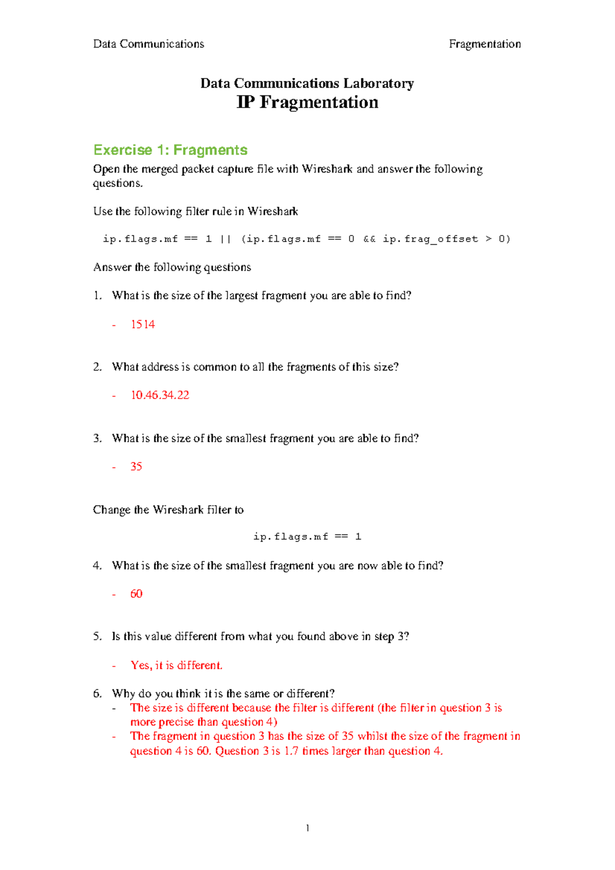 Practical Ip Fragmentation Documentation Template Data Communications Fragmentation 1 Data