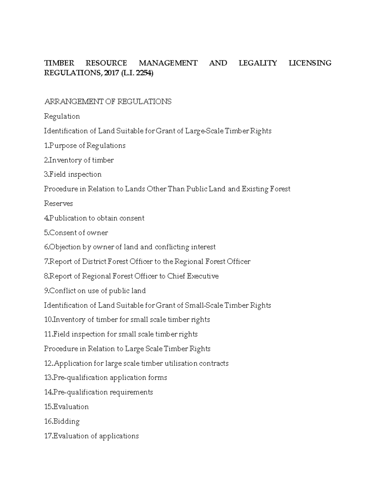 Timber Resource Management AND Legality Licensing Regulations, 2017 (L ...