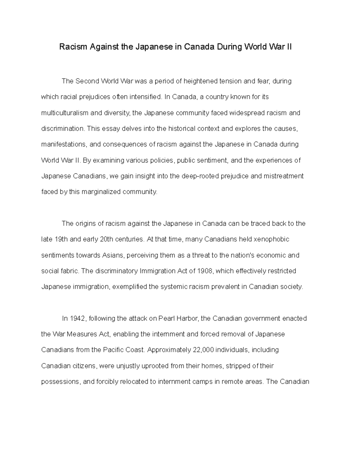 Racism Against the Japanese in Canada During World War II - In Canada ...