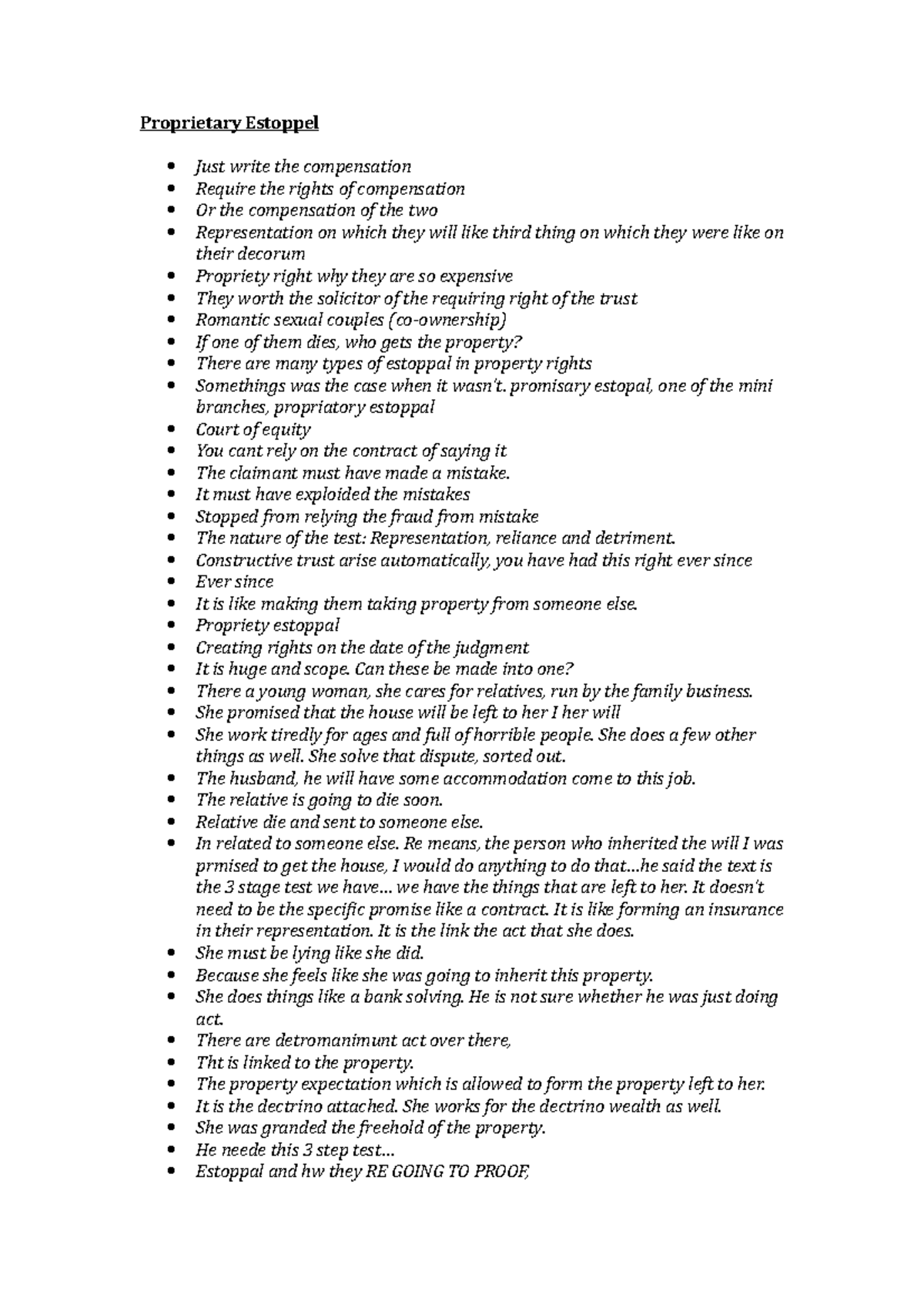 Proprietary Estoppel - Lecture notes 5 - Proprietary Estoppel Just ...