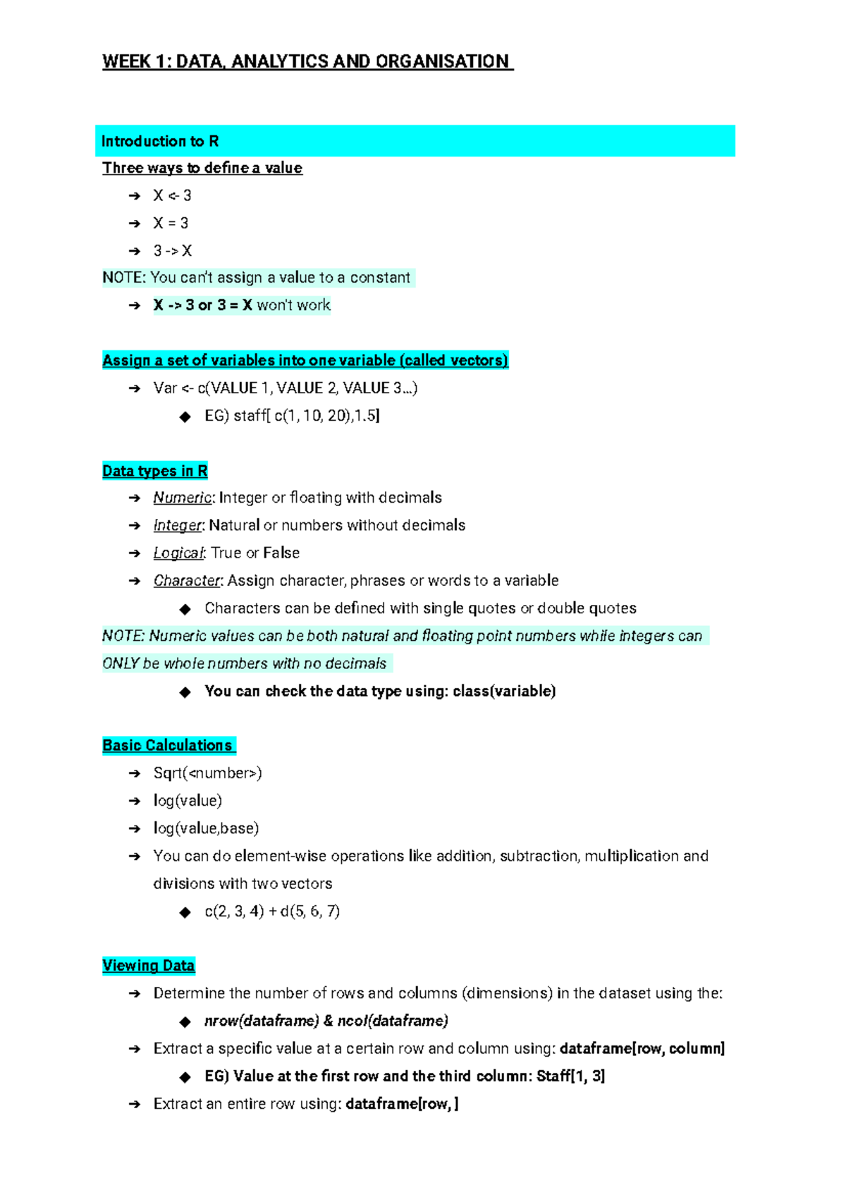 1. DATA, Analytics AND Organisation - WEEK 1: DATA, ANALYTICS AND ...