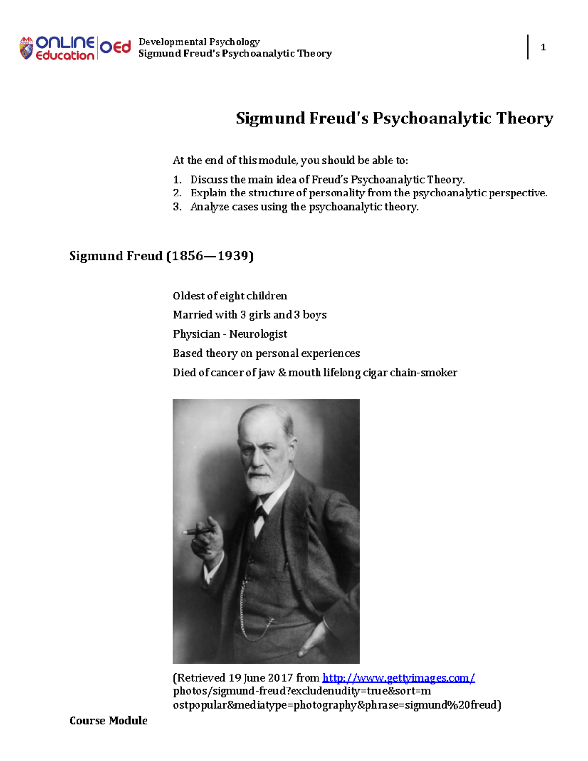 EDUC6320 MOD7 - Lecture notes 7 - Developmental Psychology Sigmund ...