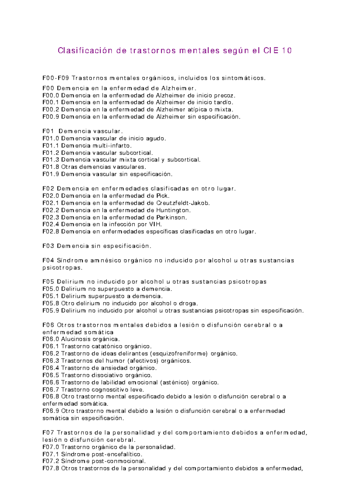 CIE-10 - GUIA PARA DIAGNOSTICO - Cla sifica ción de t r a st or n os m e n t a le s se gú n e l ...