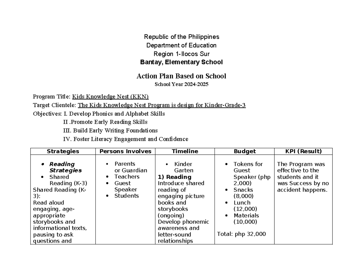 How to make a program plan and guide also - Republic of the Philippines ...