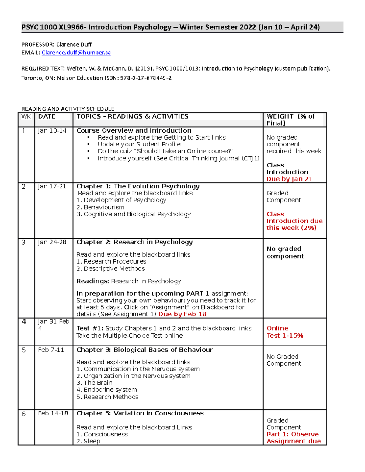 Critical Path PSYC 1000- xl9966 - Winter 2022-1 - PSYC 1000 XL9966- Introduction Psychology ...