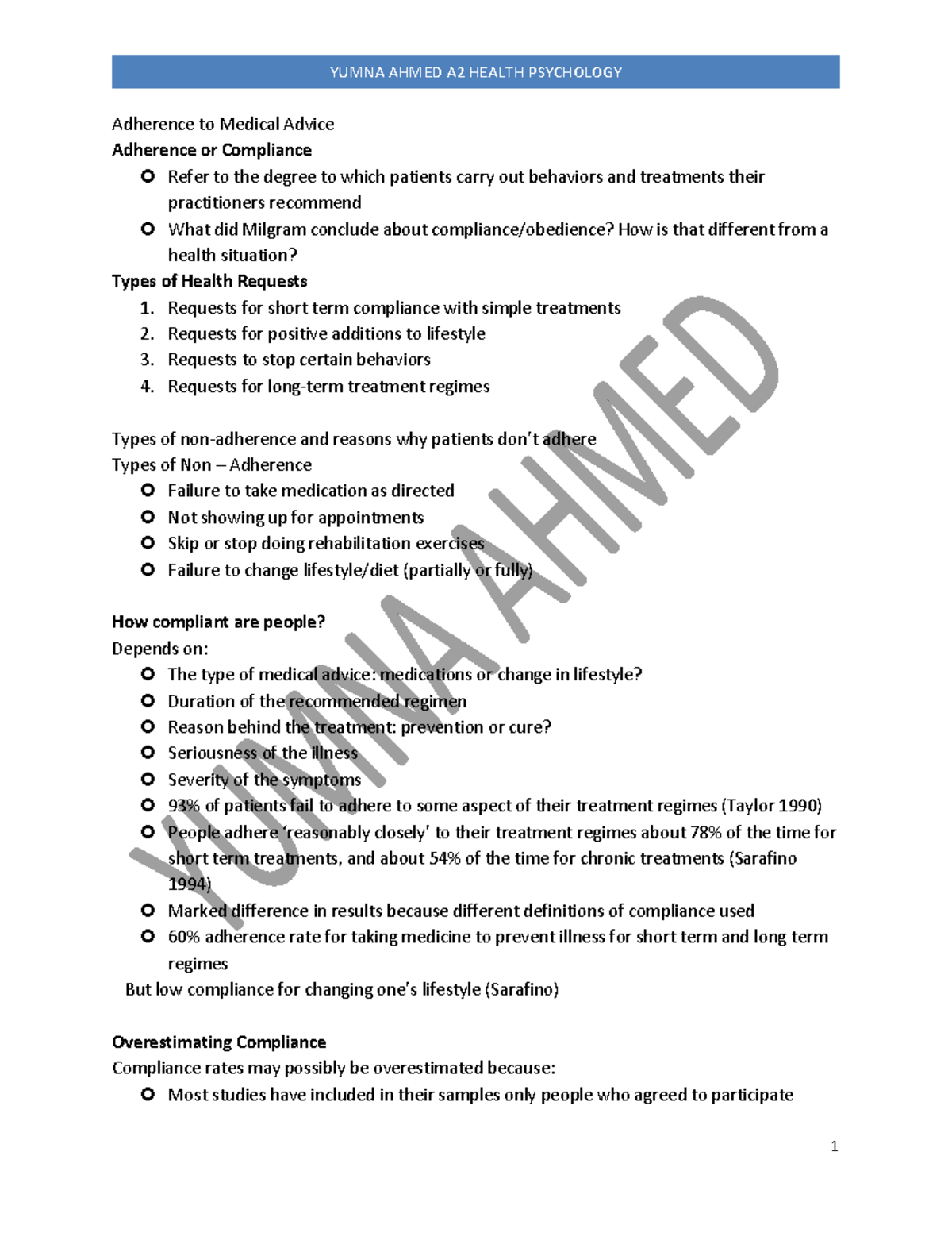 Adherence to Medical Advice - Adherence to Medical Advice Adherence or ...