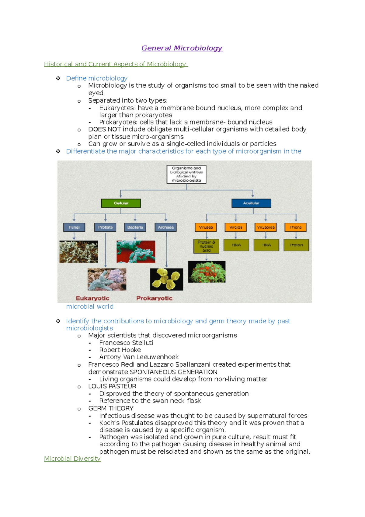 General Microbiology Notes - General Microbiology Historical and ...
