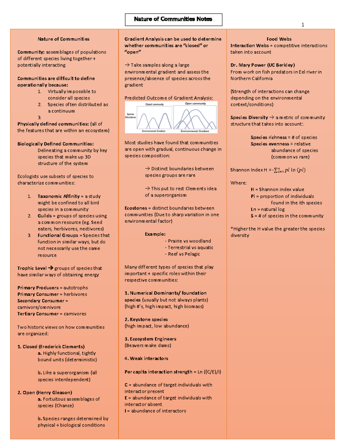 Nature of Communities Notes - 1 Nature of Communities Community ...