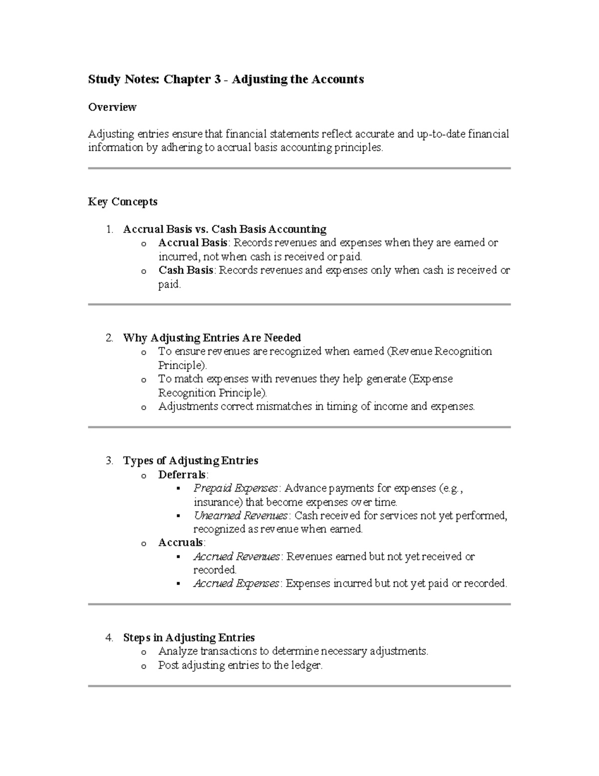 Chapter 3, Accounting principles study notes - Study Notes: Chapter 3 ...