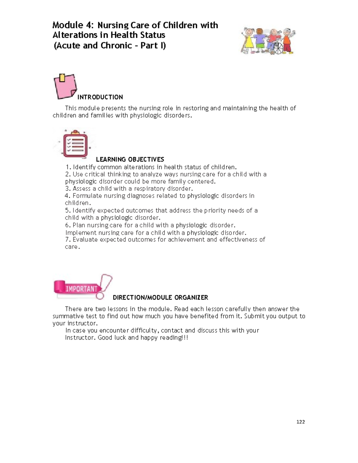 Module IV - Module 4: Nursing Care of Children with Alterations in ...