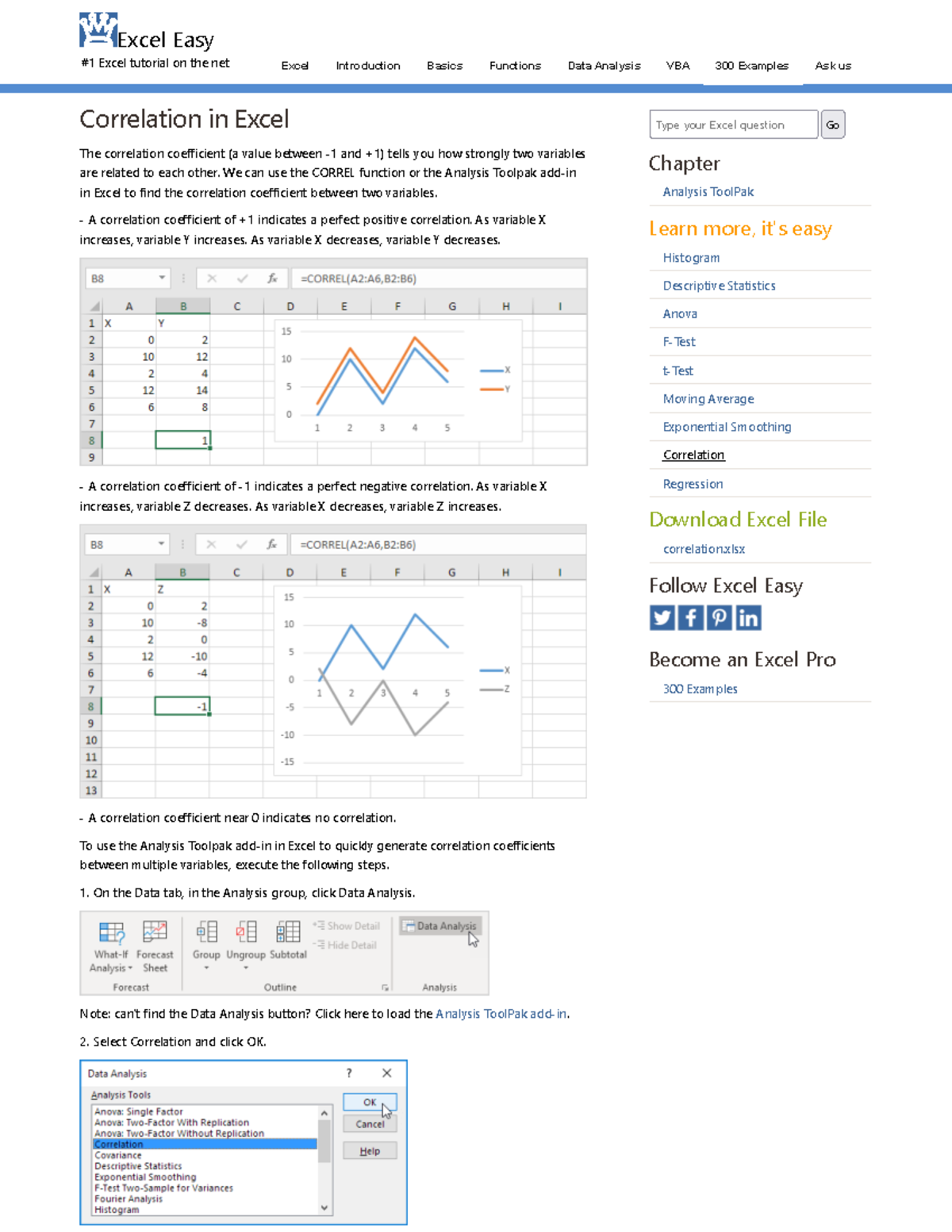Correlation in Excel - Easy Excel Tutorial - Type your Excel question ...