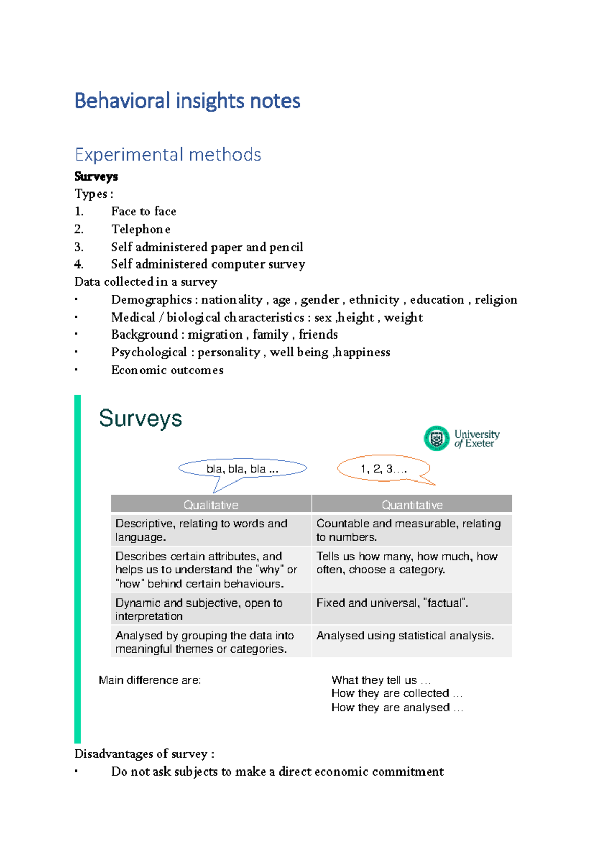 Behvioural insights notes - Behavioral insights notes Experimental ...