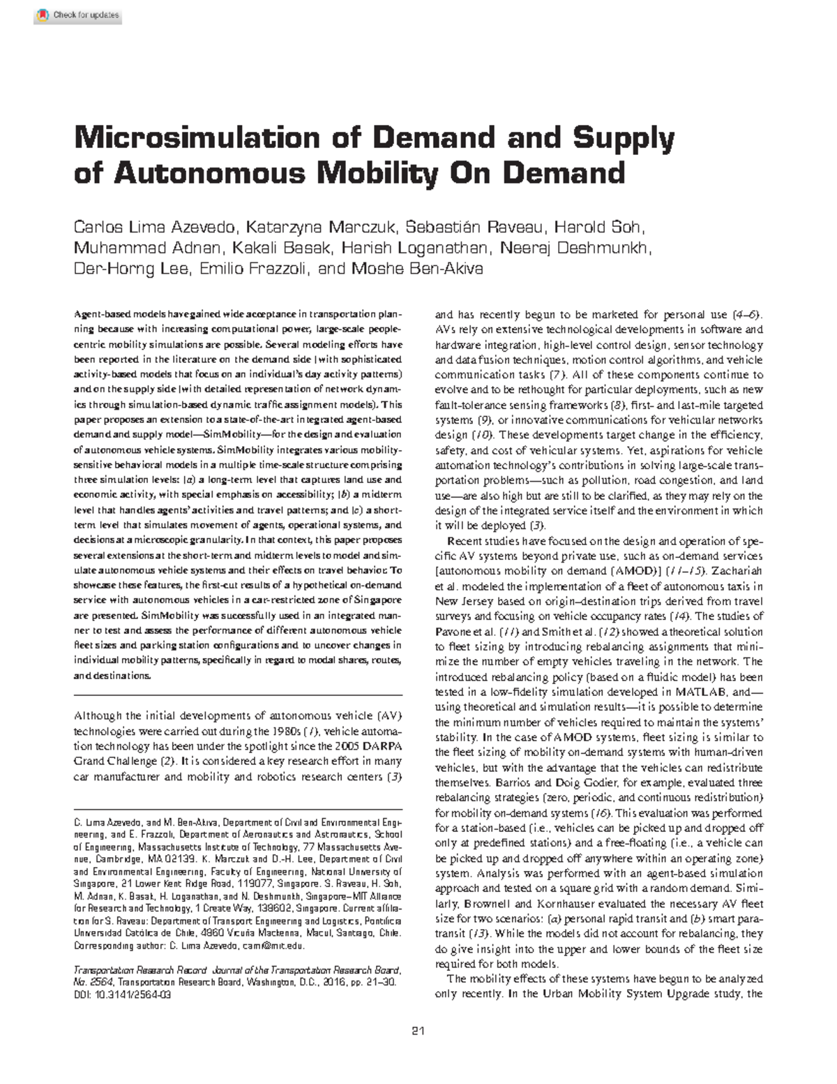Azevedo et al 2016 microsimulation of demand and supply of autonomous ...