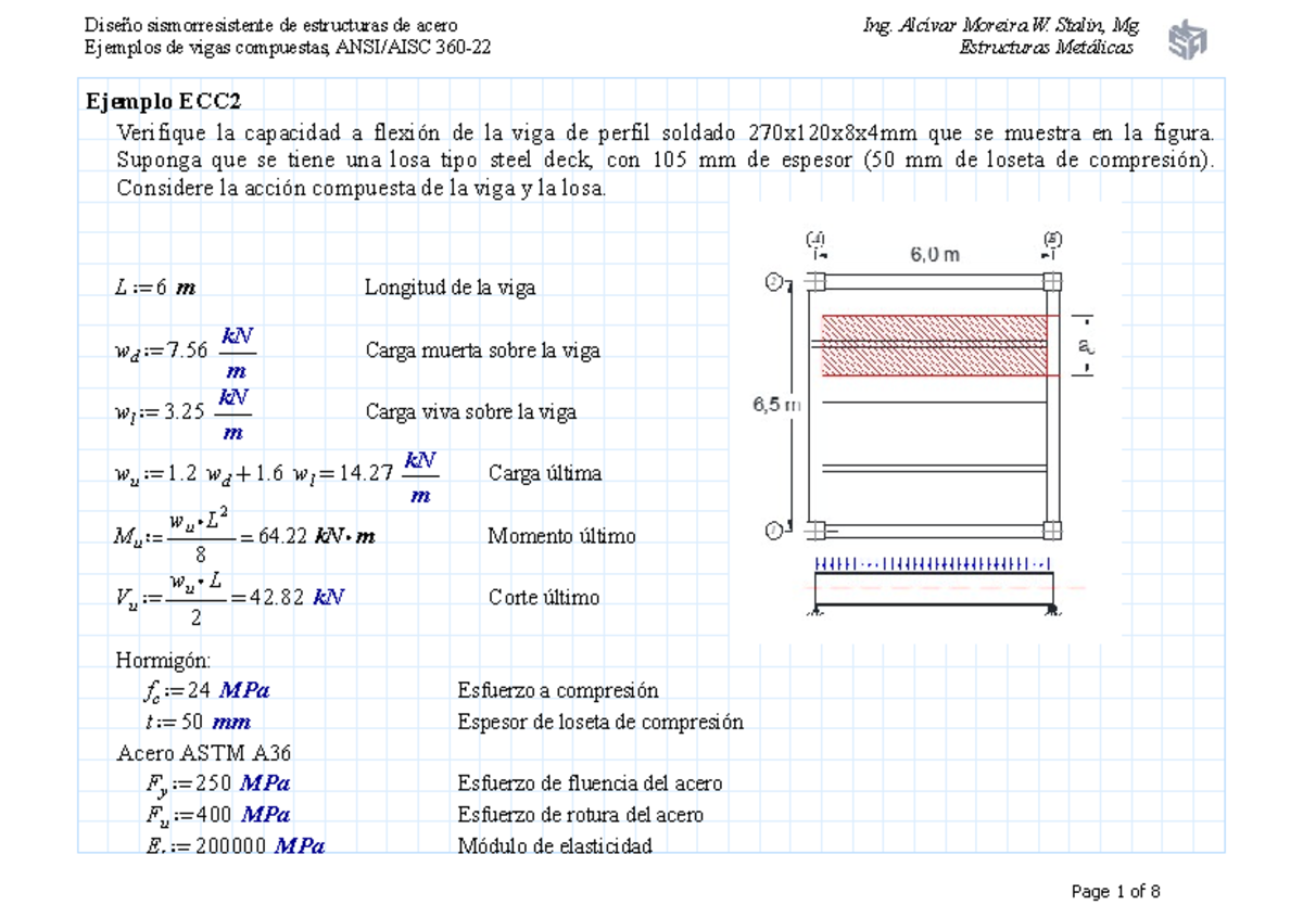 Elementos compuestos ECC2 - Ejemplos de vigas compuestas, ANSI/AISC 360 ...