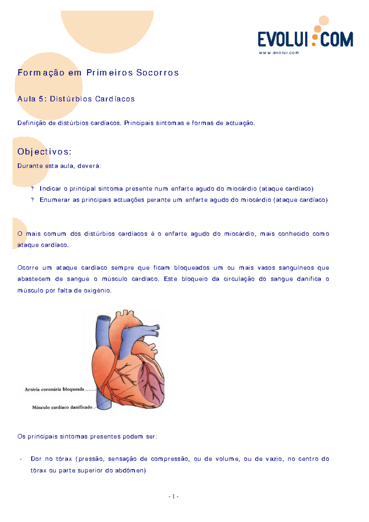 Aula5 - Distúrbios Cardíacos - 1 - evolui Formação em Primeiros ...
