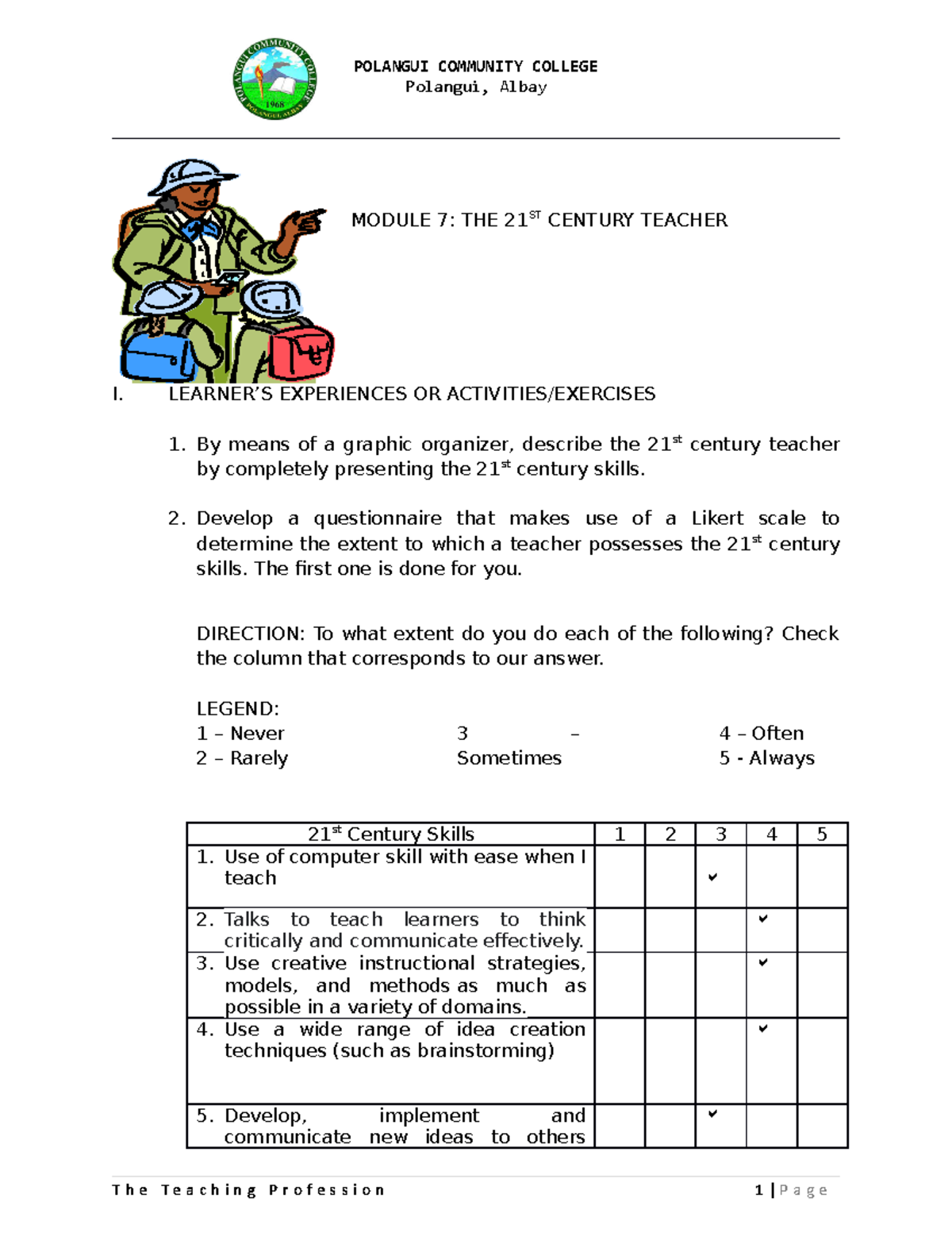Module 7 10 The 21st Century Teacher - Polangui, Albay MODULE 7: THE ...