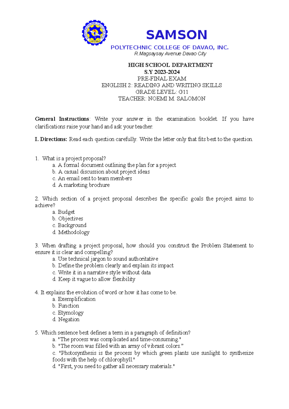 this is just serve as a guide for you in order for you to have idea in ...