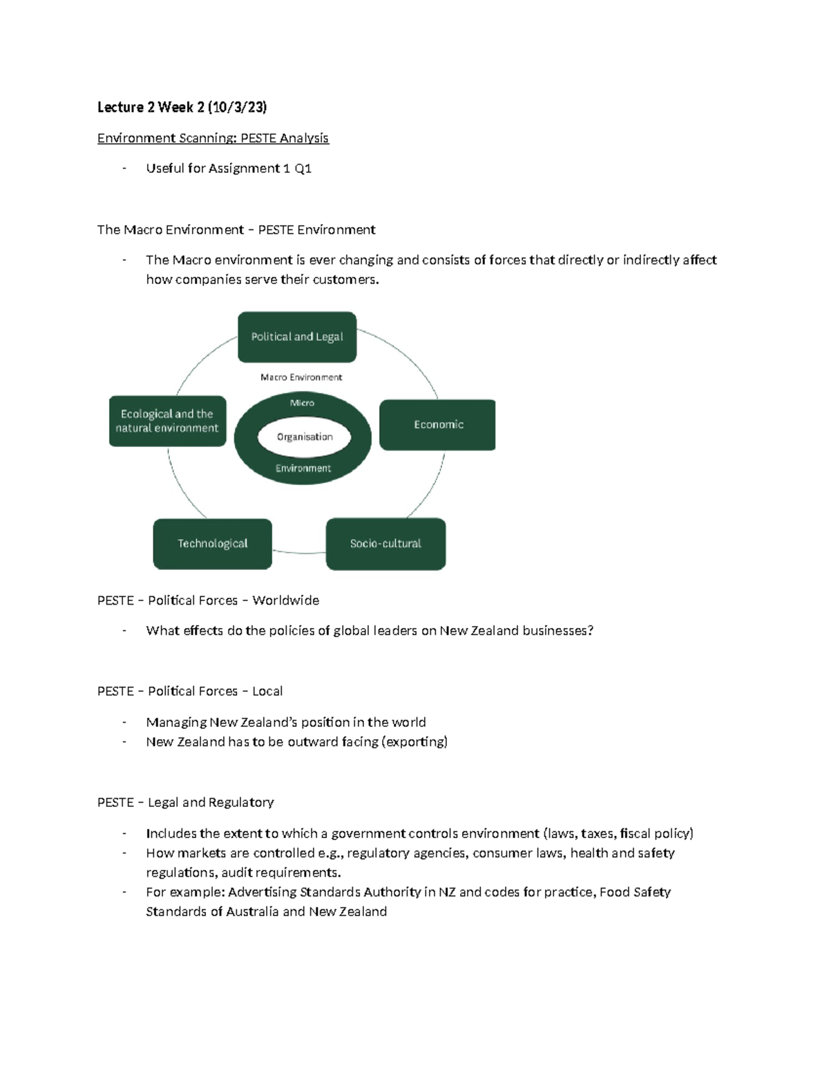 MARK101 Lecture Summary and Important Points - Lecture 2 Week 2 (10/3 ...