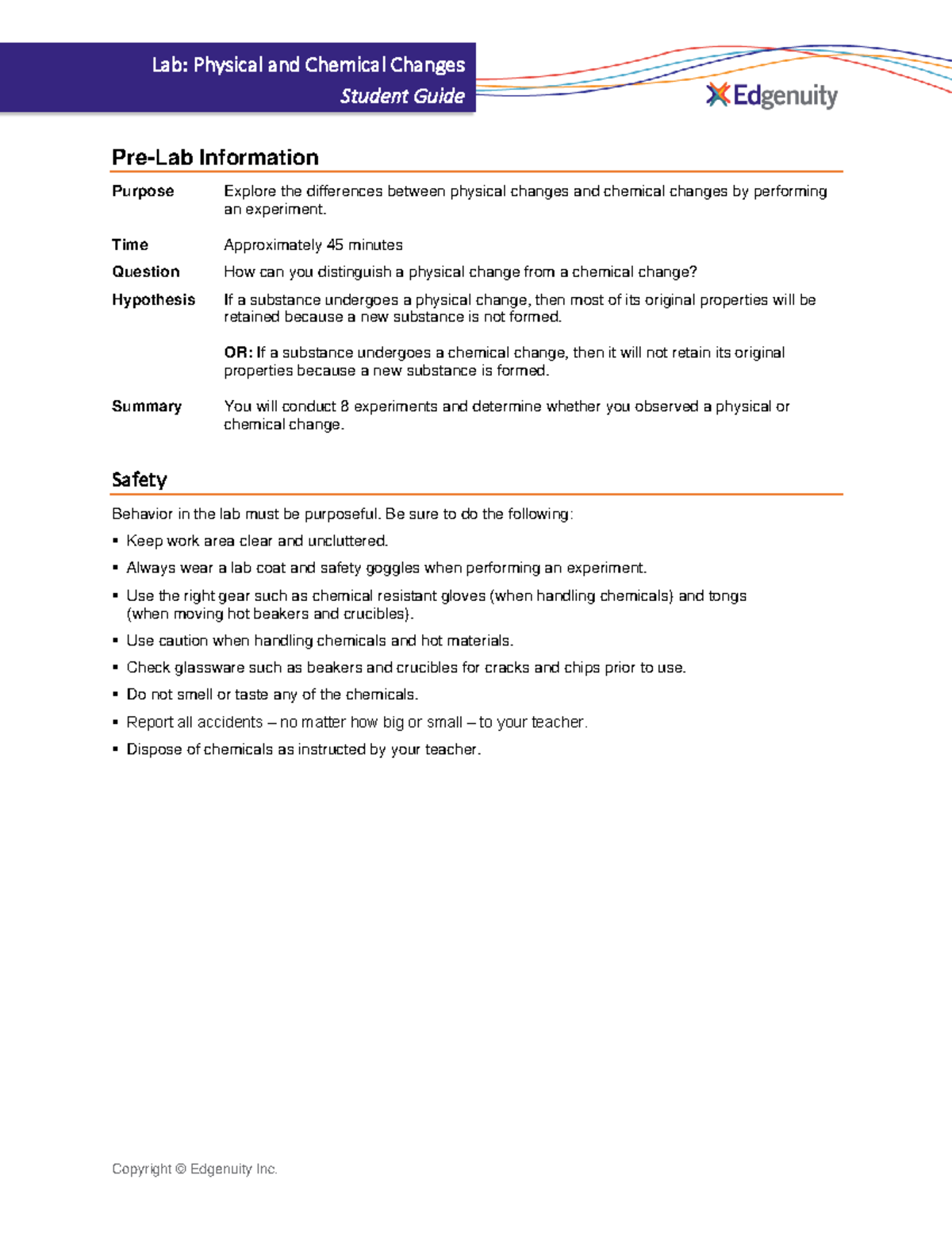 3210 02 02 student guide - Lab: Physical and Chemical Changes Student ...