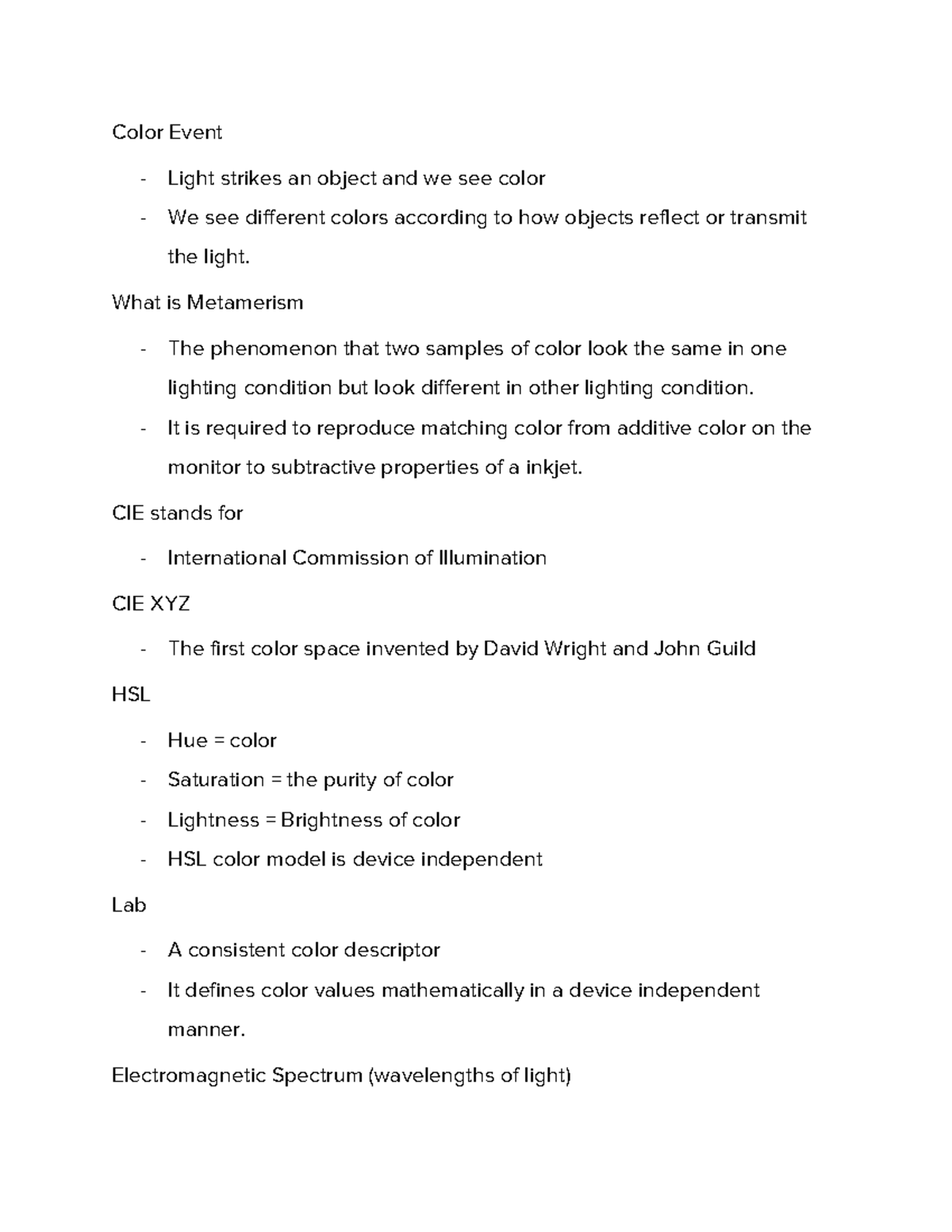 Practical Color Management Final Exam - Color Event - Light strikes an ...