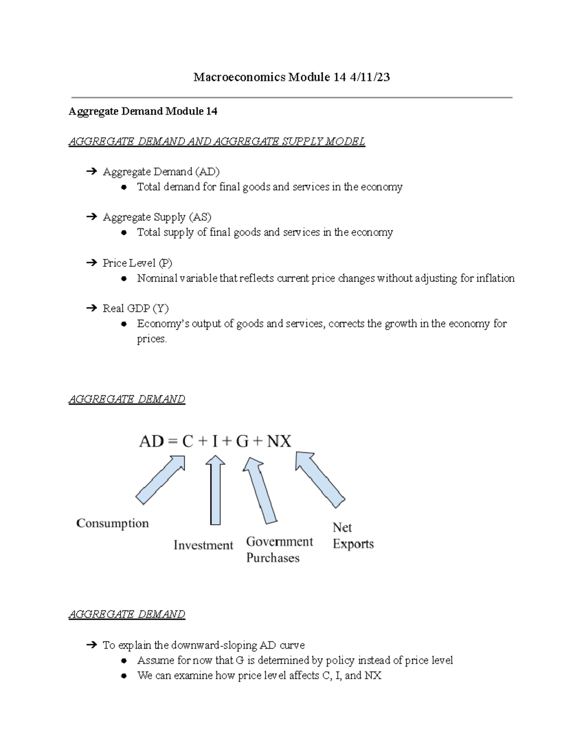ECO2013 Macroeconomics Module 14 - Macroeconomics Module 14 4/11/ Aggregate Demand Module 14 ...