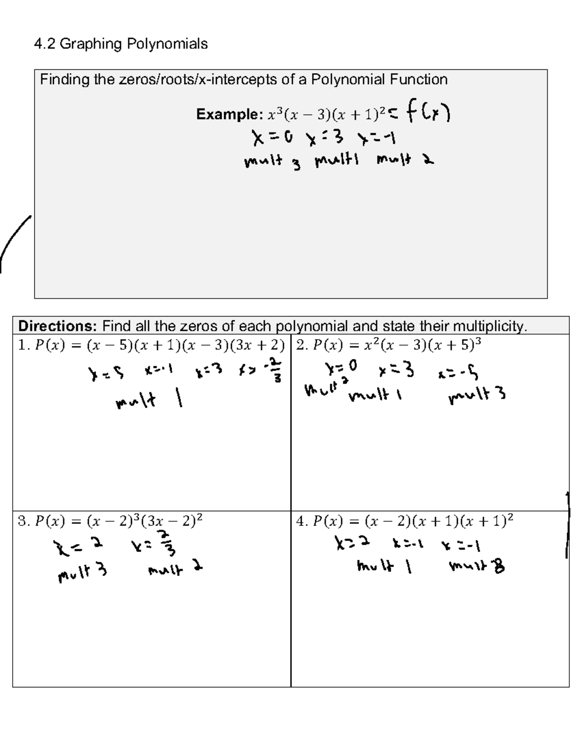 Jason Marks - 4.2 Graphing Polynomials - 4 .2 Graphing Polynomials ...