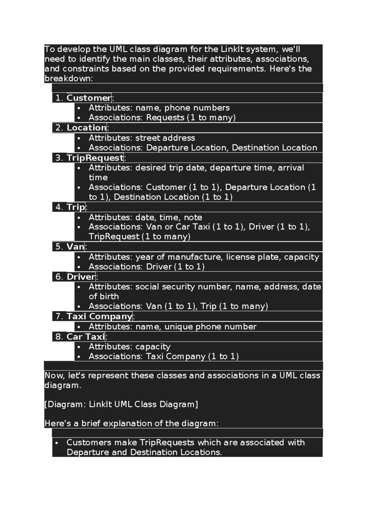 Chat GPT uitleg - To develop the UML class diagram for the LinkIt ...