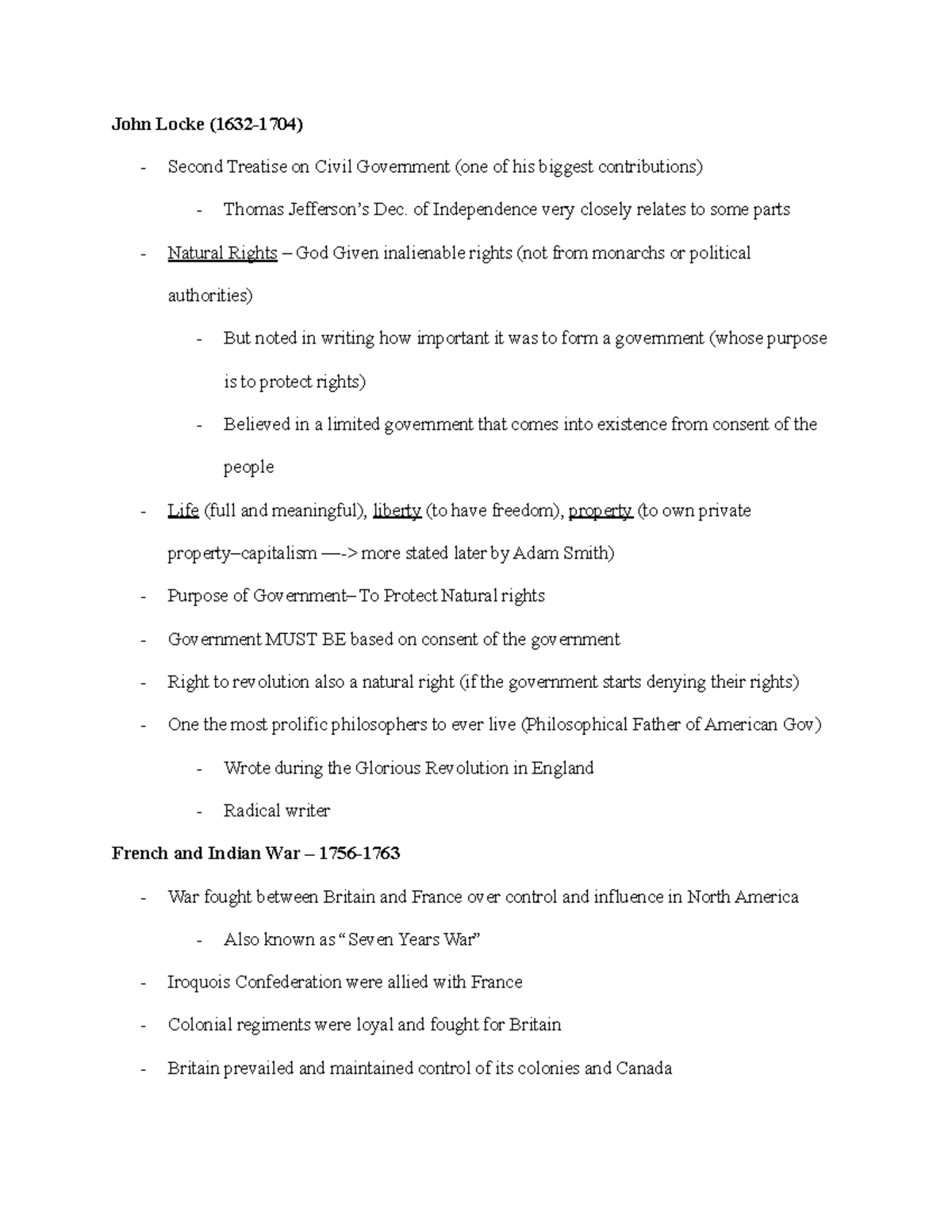 Founding of the American Republic notes - John Locke (1632-1704 ...