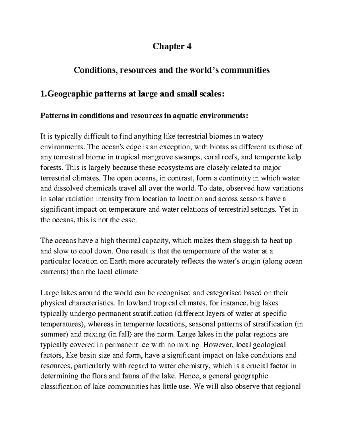 Ecology 29 - Chapter 4 Conditions, resources and the world’s ...