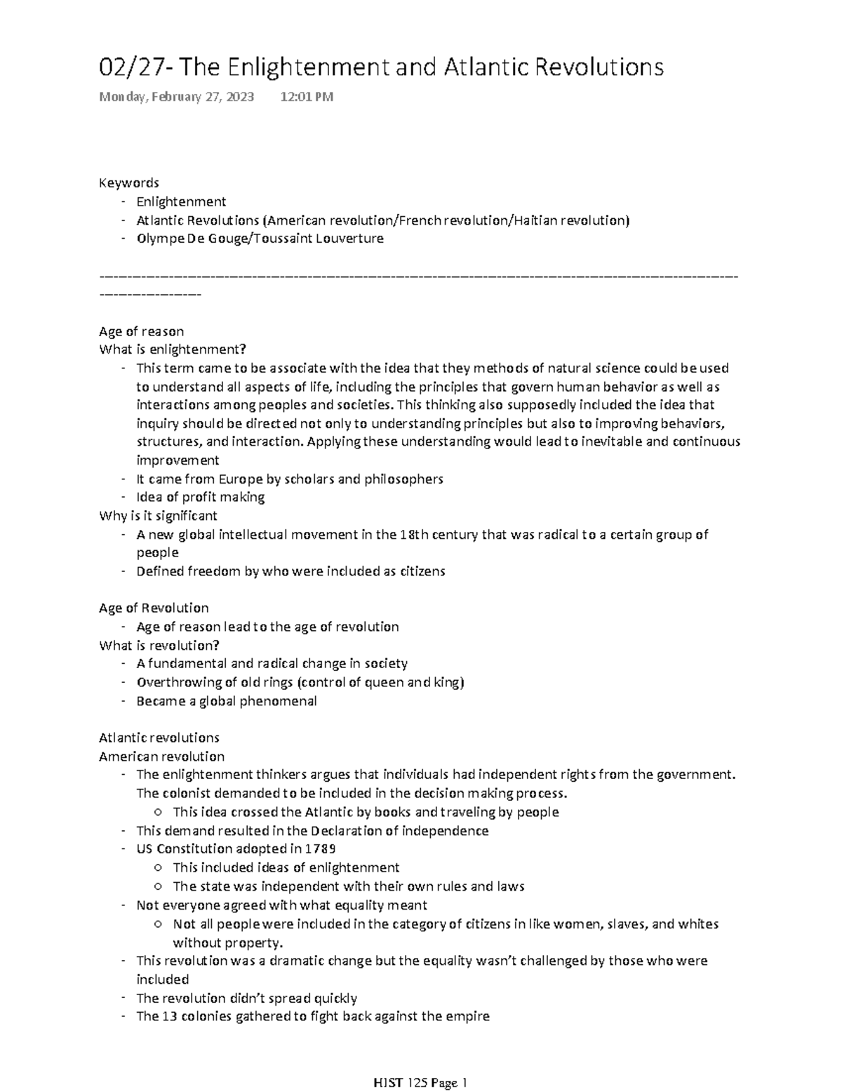 The Enlightenment and Atlantic Revolutions - Keywords - Enlightenment ...