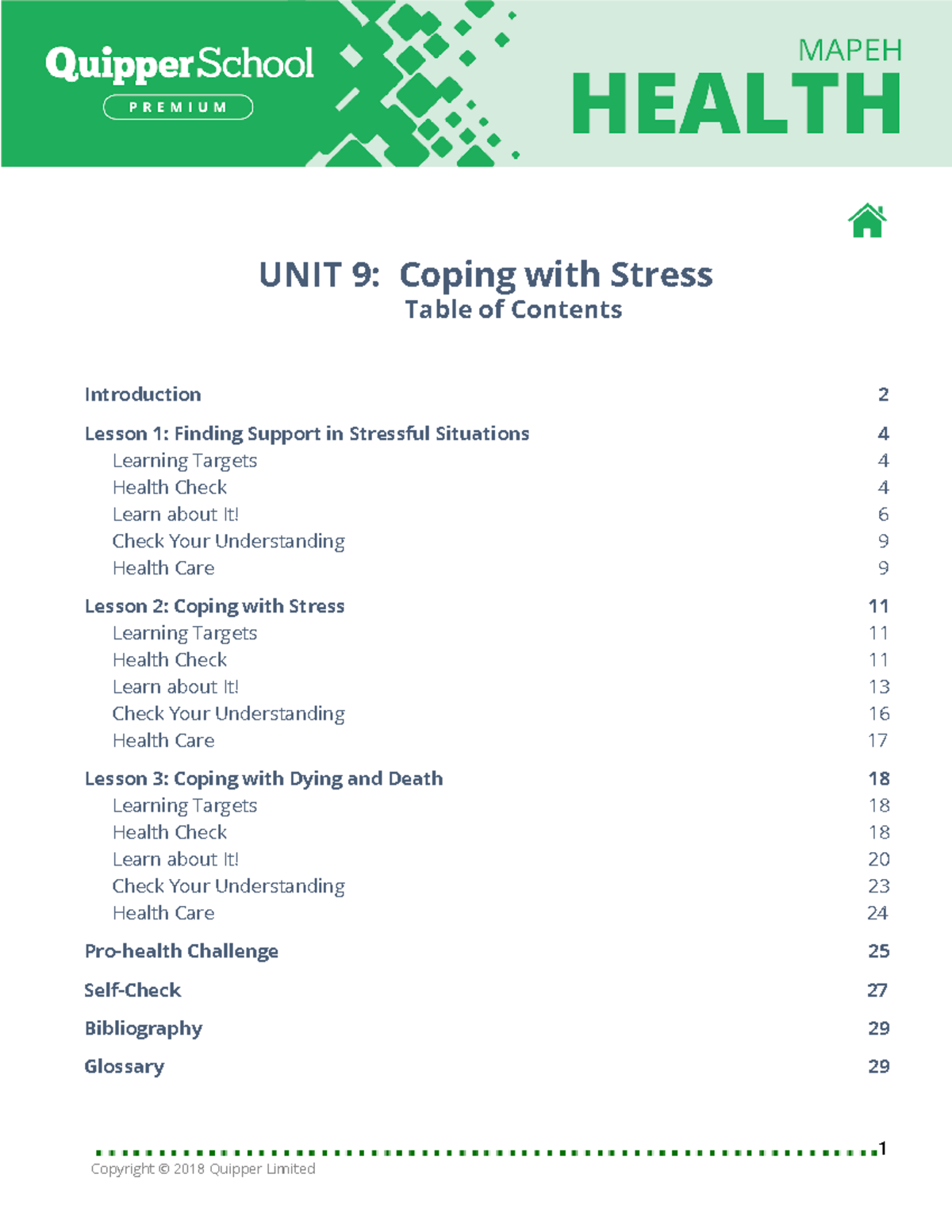 Final Health 7.9 Coping with Stress, 3 Lessons - UNIT 9: Coping with ...