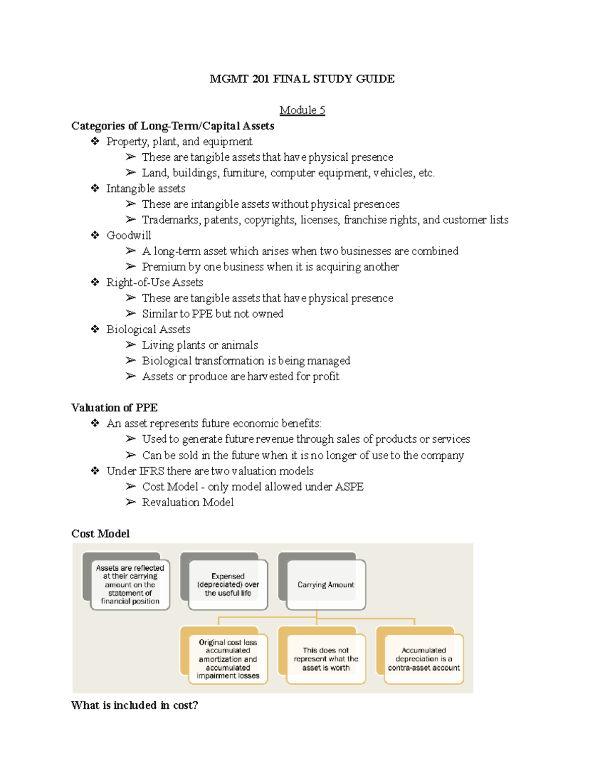 MGMT 201 Final Study Guide - MGMT 201 FINAL STUDY GUIDE Module 5 Categories of Long-Term/Capital ...