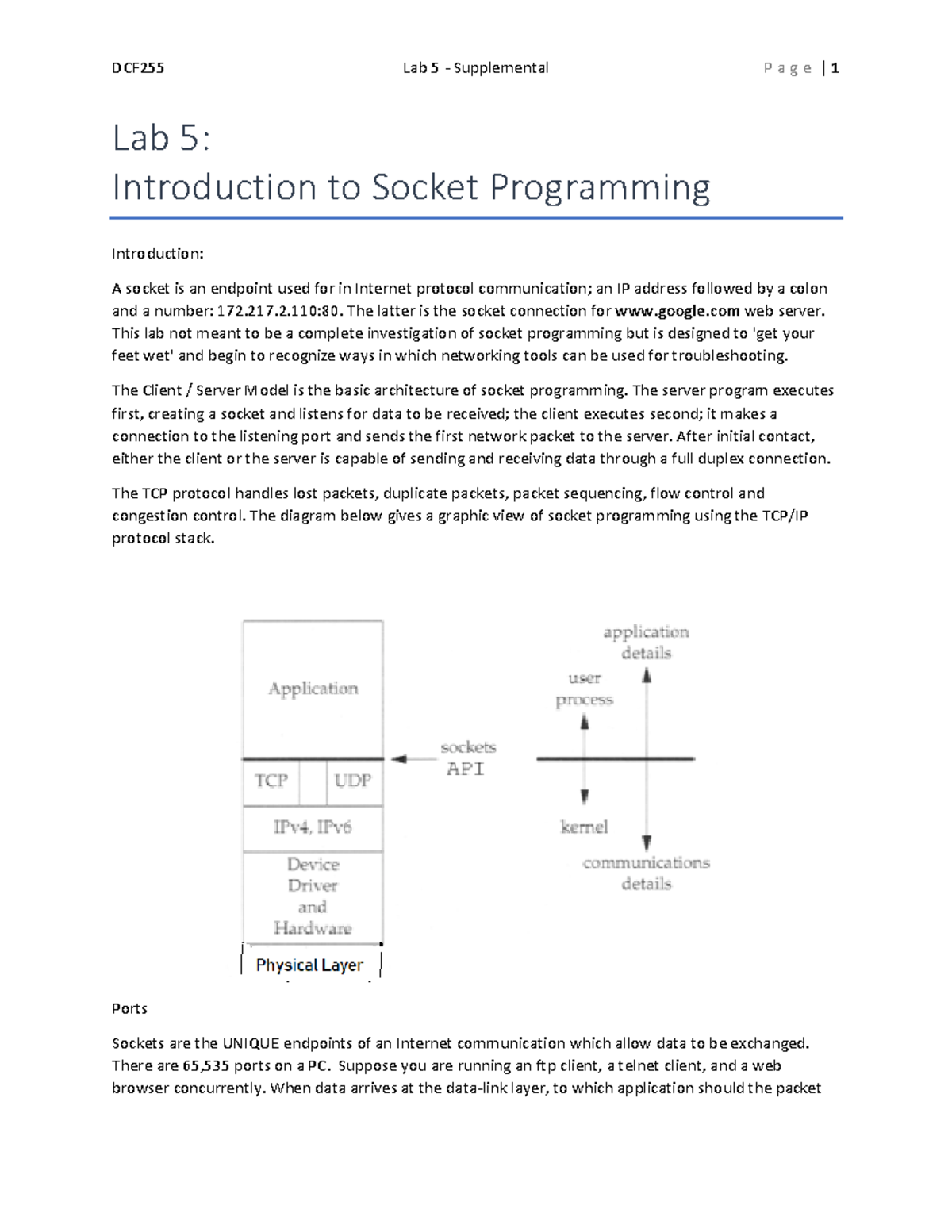 Lab5 Introto Sockets - Assignment for dcf255 2021 year. Lab - DCF255 ...