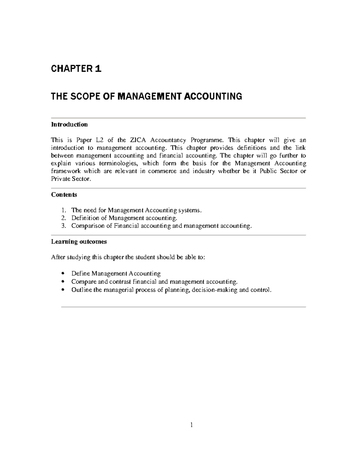 Management Accounting L2 - - Studocu