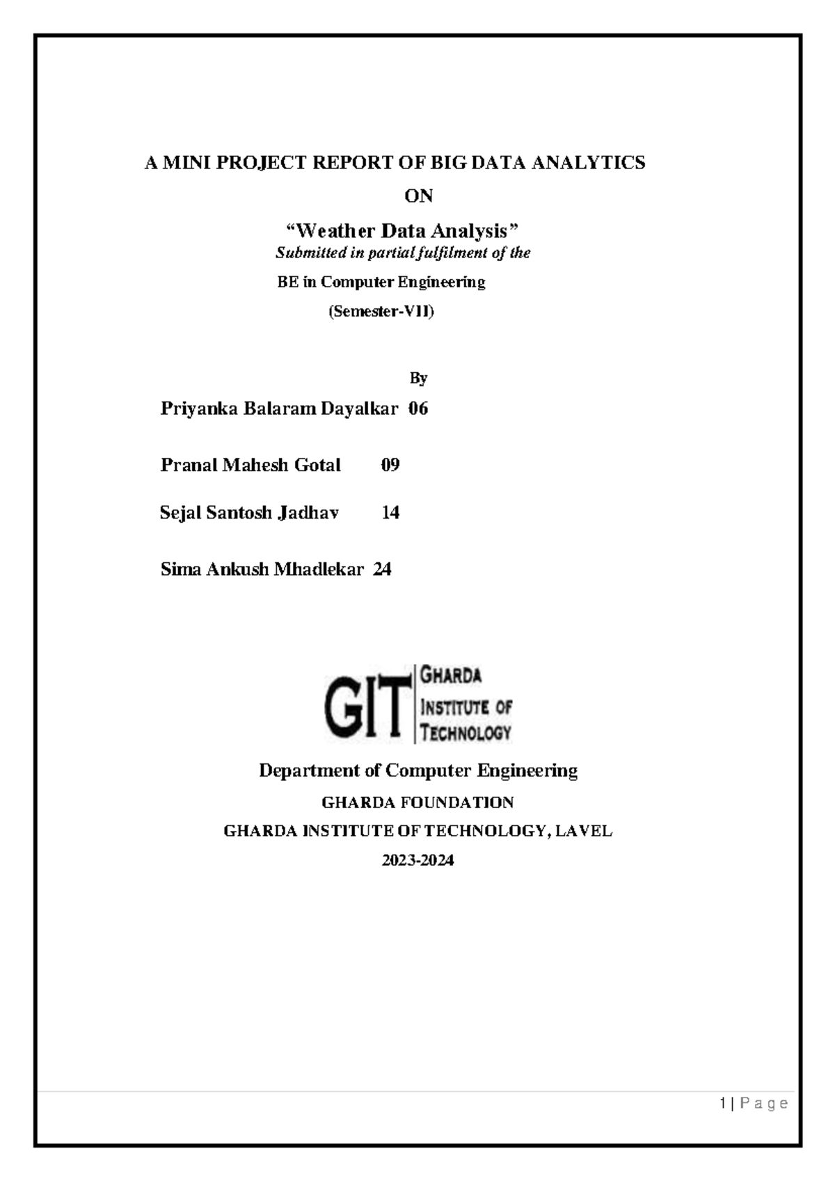 Mini Project Report BDA - A MINI PROJECT REPORT OF BIG DATA ANALYTICS ...