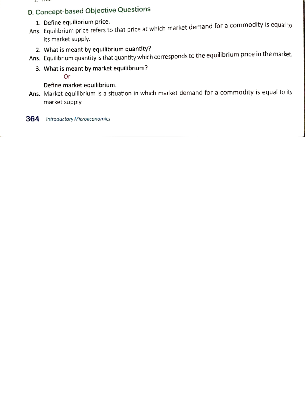 Concept based questions of market equilibrium - Bachelor of Commerce ...