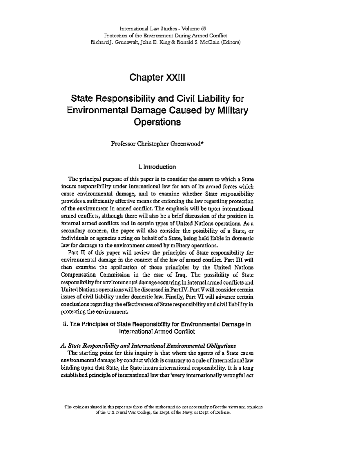 State Responsibility and Civil Liability for Environmental Damage ...