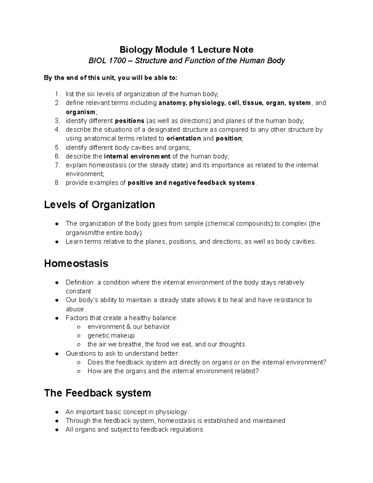 BIOL 1700 - Module 1 Lecture Note - Biology Module 1 Lecture Note BIOL ...